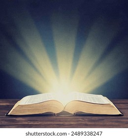 Open Bible Rays Light Emanating Representing AI-generated image ...