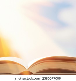 Hovering Open Bible Close-up Blue Sea AI-generated image 2441905983 ...
