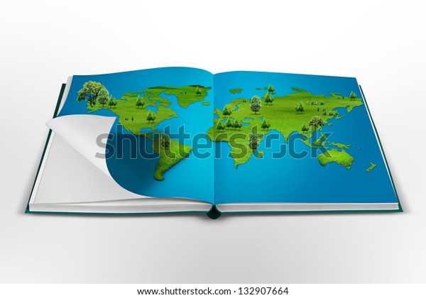 Open Book World Map Foto Stok 132907664 | Shutterstock