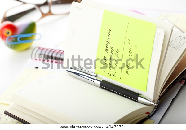 Open Business Diary Post Notes Pen Stock Photo 140475751 | Shutterstock