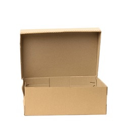 Open rectangular brown cardboard box featuring backdrop, background ...
