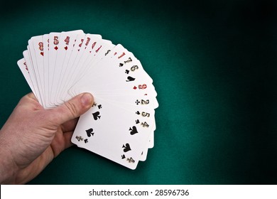 Deck Cards Hand On White Backgroundfocused Stock Photo (Edit Now) 229442251