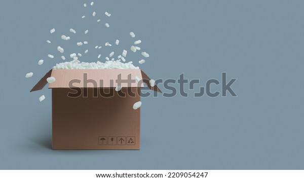 Open Delivery Box Filled Polystyrene Packing Stock Photo 2209054247 ...