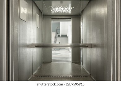 Open Elevators Cabin Big Mirror Indoors Stock Photo 2209595915 ...