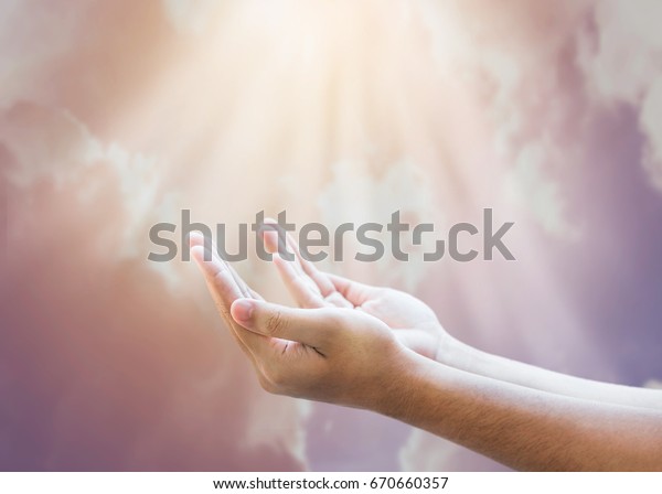 Open Empty Human Hands Raise Sun Stock Photo (Edit Now) 670660357