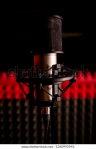 Open Empty Microphone Closeup Recording Studio Stock Photo 1260992941 ...