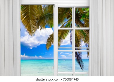 View Tropical Beach Window Stock Photo 1966234924 | Shutterstock