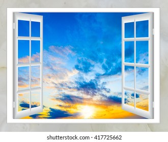 Open Window View Sky Clouds Sunrise Stock Photo (Edit Now) 417725662