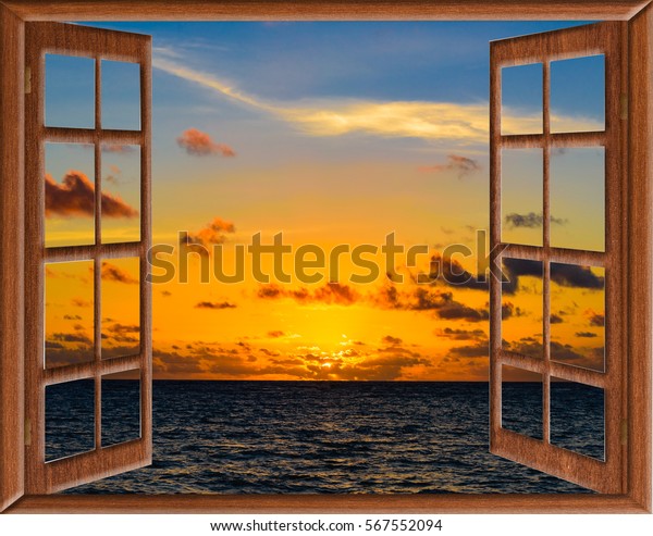Open Window View Sky Clouds Sunrise Stock Photo (Edit Now) 567552094