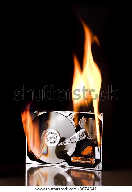 Opened External Hard Drive On Fire Stock Photo (Edit Now) 8874541