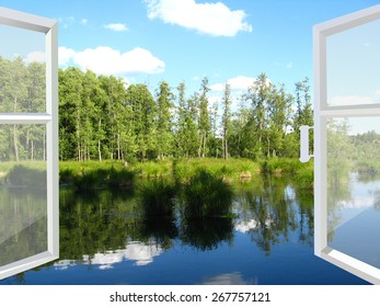 Opened Window Summer Field Stock Photo 267757121 | Shutterstock