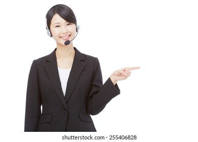 Operator Pointing Side Stock Photo 255406828 | Shutterstock