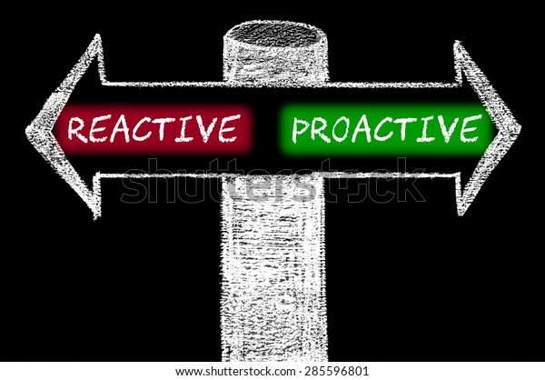 Opposite Arrows Reactive Versus Proactive Hand Stock Photo 285596801 ...