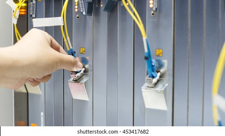 Optic Fiber Cables Connected Data Center Stock Photo 453417682 ...
