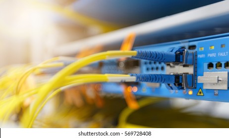 Optic Fiber Cables Connected Data Center Stock Photo 569728408 ...
