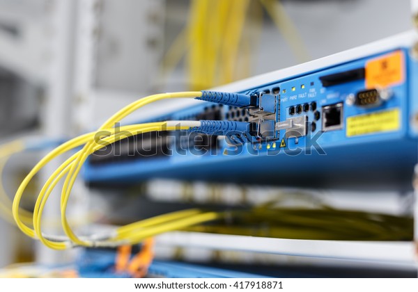 Optic Fiber Cables Connected Data Center Stock Photo 417918871 ...