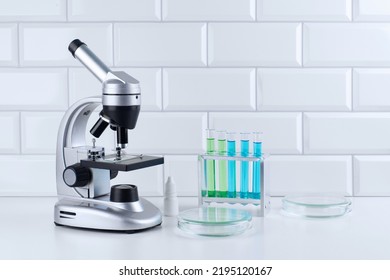 Optical Microscope Three Objective Lenses Laboratory Stock Photo ...