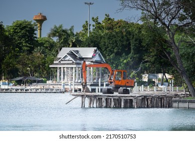 Orange Backhoe Modified Construction Work Heavy Stock Photo 2170510753 ...