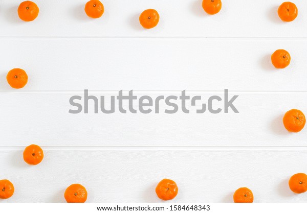 Orange Fruit Composition Frame On White Stock Photo 1584648343 ...