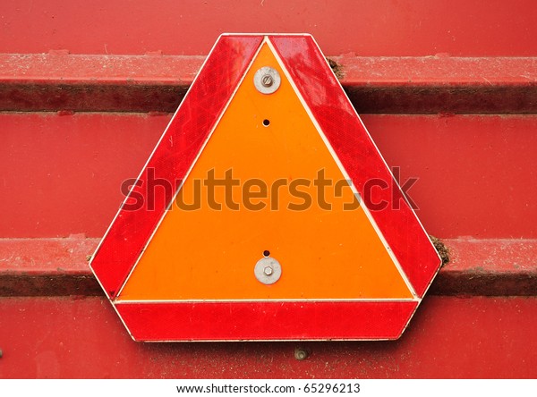 Orange Red Reflective Slow Moving Vehicle Stock Photo (Edit Now) 65296213 Orange Red Reflective Slow Moving Vehicle Stock Photo (Edit Now) 65296213