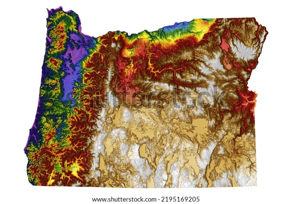 Oregon Color Elevation Map On White Stock Photo 2195169205 | Shutterstock
