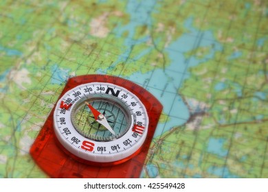 Orienteering Using Map Compass Magnetic Compass Foto Stok 425549428 ...