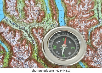 Orienteering Using Map Compass Magnetic Compass Foto stock 426494317 ...