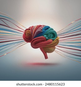 Origami Brain Threads Pull Bright Colors AI-generated image 2480115351 ...