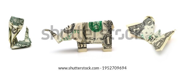 Origami Dollar Folded Dollar Objects Stock Photo 1952709694 | Shutterstock
