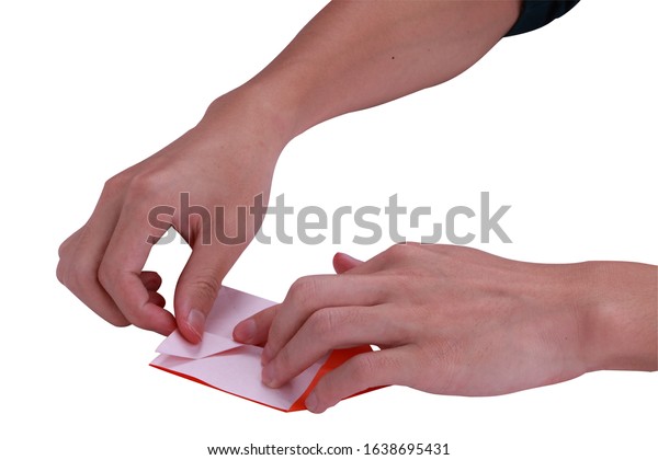 Origami Teaching Origami Using Colored Origami Stock Photo (Edit Now ...