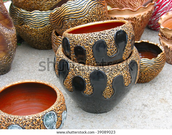 Ornate Clay Ceramic Pattern Pot Workshop Stock Photo (Edit Now) 39089023