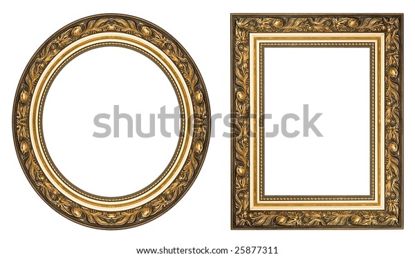 Oval Rectangular Gold Picture Frame Decorative Stock Photo 25877311 ...