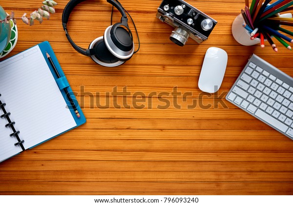 Overhead View Desk Stock Photo 796093240 | Shutterstock