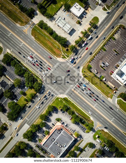 Overhead View Highway Intersection Stock Photo (Edit Now) 1122900674