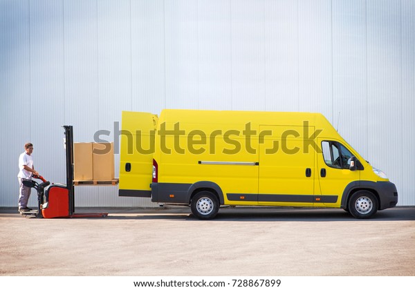Package Delivery Courier Loading Van Parcels Stock Photo (Edit Now ...