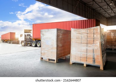 Packaging Boxes Wrapped Plastic On Pallets Stock Photo 2162644807 ...
