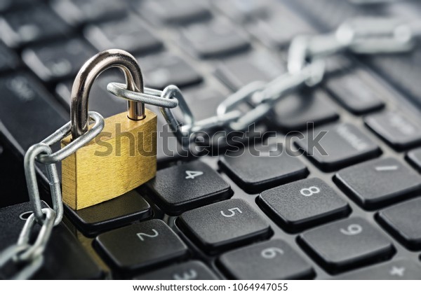 Padlock On Computer Keyboard Network Security Stock Photo 1064947055 ...