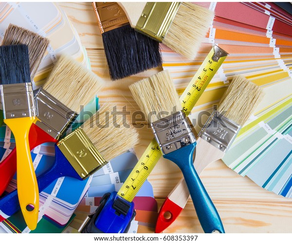 Painter Decorator Work Table House Project Stock Photo (Edit Now) 608353397