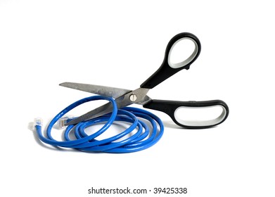 Pair Scissors Cutting Ethernet Cable Illustrate Stock Photo 39425338 ...