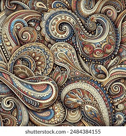 Create Classic Colorful Detailed Paisley Design AI-generated image ...
