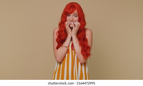 Panic Attack Upset Scared Frightened Redhead Stock Photo 2164472995 ...