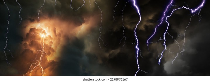 Panorama Dark Cloud Night Big Thunder Stock Photo 2198976167 | Shutterstock