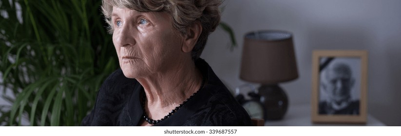 Panorama Elderly Widow Afraid Being Alone Stock Photo 339687557 ...