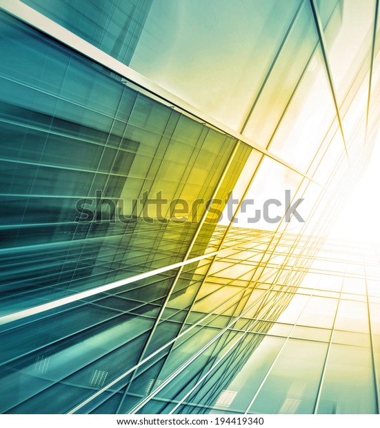 Panoramic and prospective wide angle view to steel light blue ...