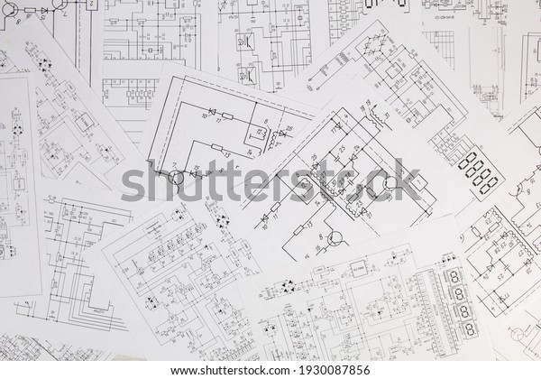 Paper Electrical Engineering Drawings Work Electronic Stock Photo ...