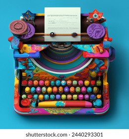 Papercraft Vector-style Image Opened Typewriter Shape AI-generated ...