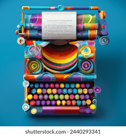 Papercraft Vector-style Image Opened Typewriter Shape AI-generated ...
