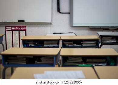 Papers Binders Within School Classroom Desk Stock Photo 1242210367 ...