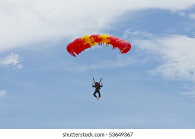 Skydiver On Pink Parachute On Background Stock Photo 744824014 ...