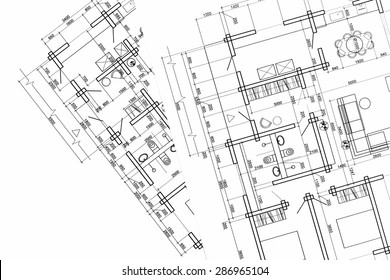 Part Architectural Project Construction Plan Architectural Stock Photo ...